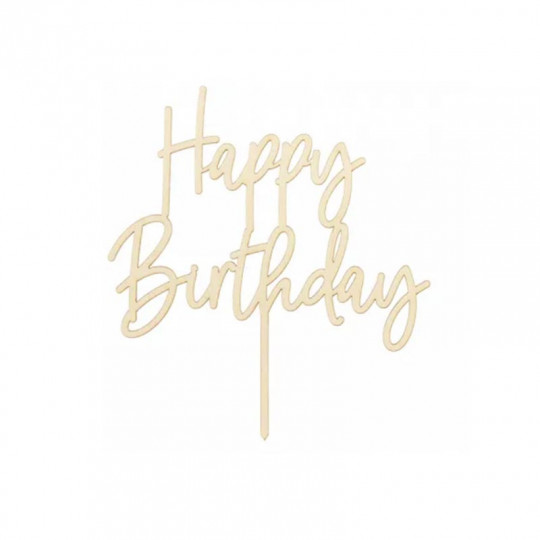 cake topper pique bois gâteau joyeux anniversaire happy birthday