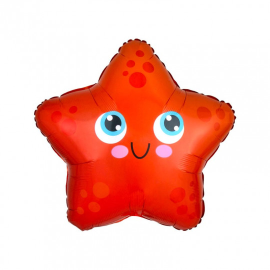 ballon XL forme étoile de mer rouge orange décoration sirène