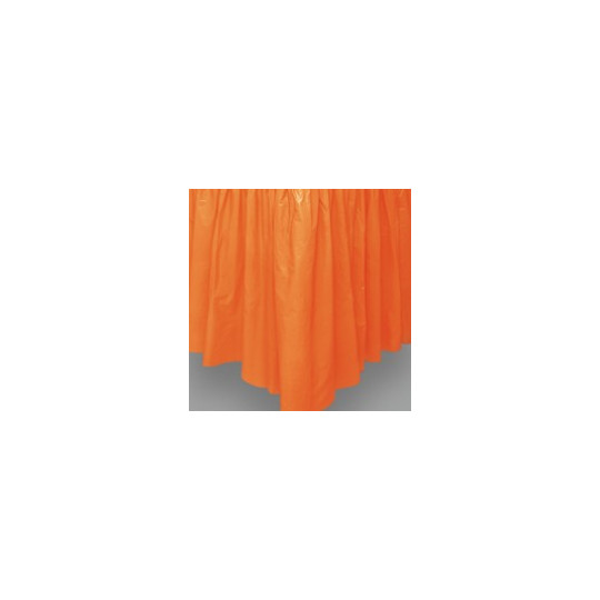 jupe de table plastique orange uni lavable pour votre fête