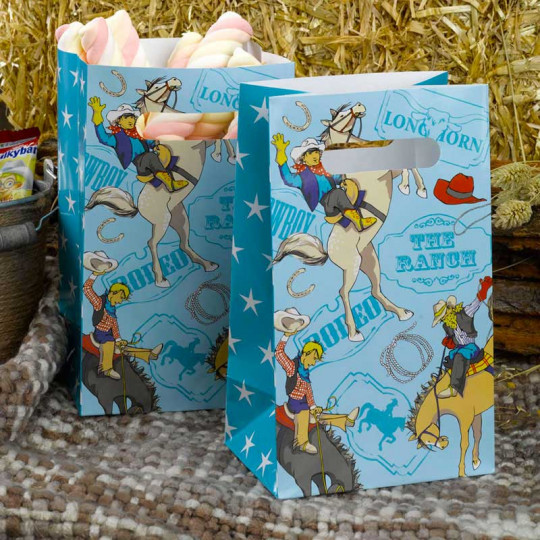 Sachets cadeaux invités en papier anniversaire wild west cowboy